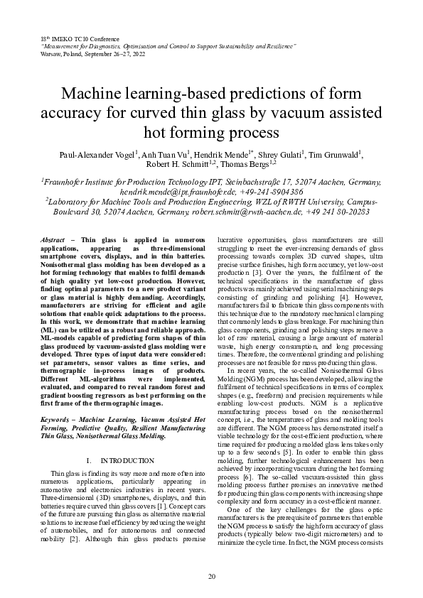 (PDF) Machine learning-based predictions of form accuracy for curved thin glass by vacuum ...