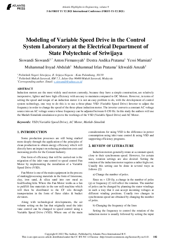 (PDF) Modeling of Variable Speed Drive in the Control System Laboratory ...