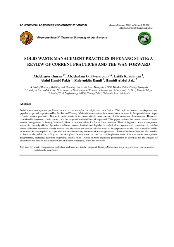 (PDF) Solid Waste Management Practices in Penang State: A Review of ...