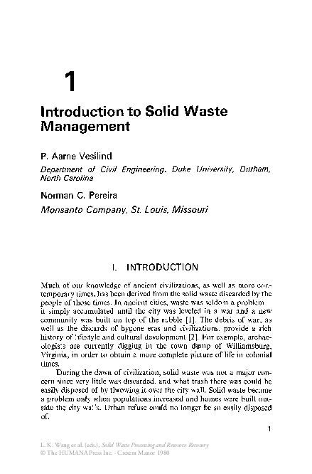 (PDF) Introduction to Solid Waste Management