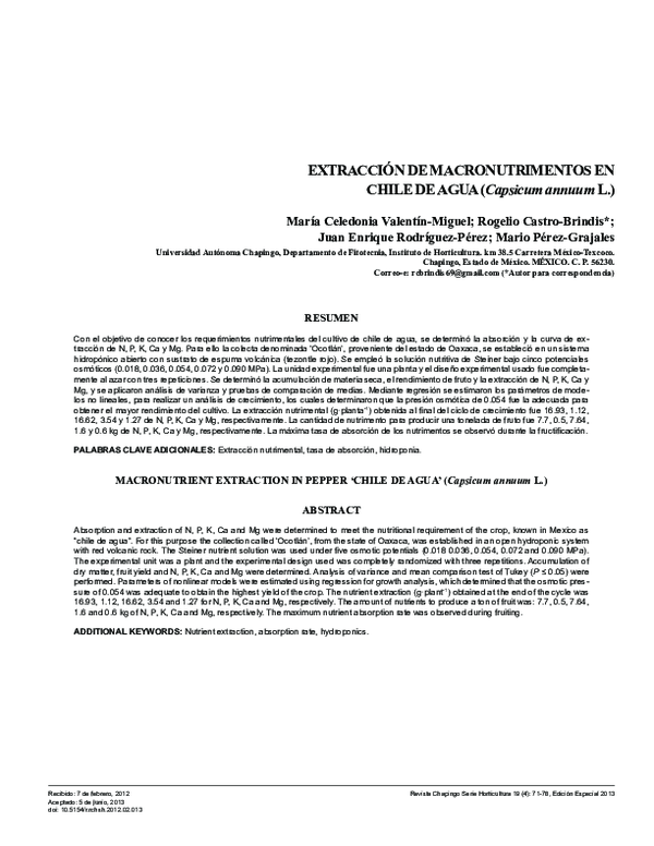 (PDF) Macronutrient extraction in peper 'chile de agua
