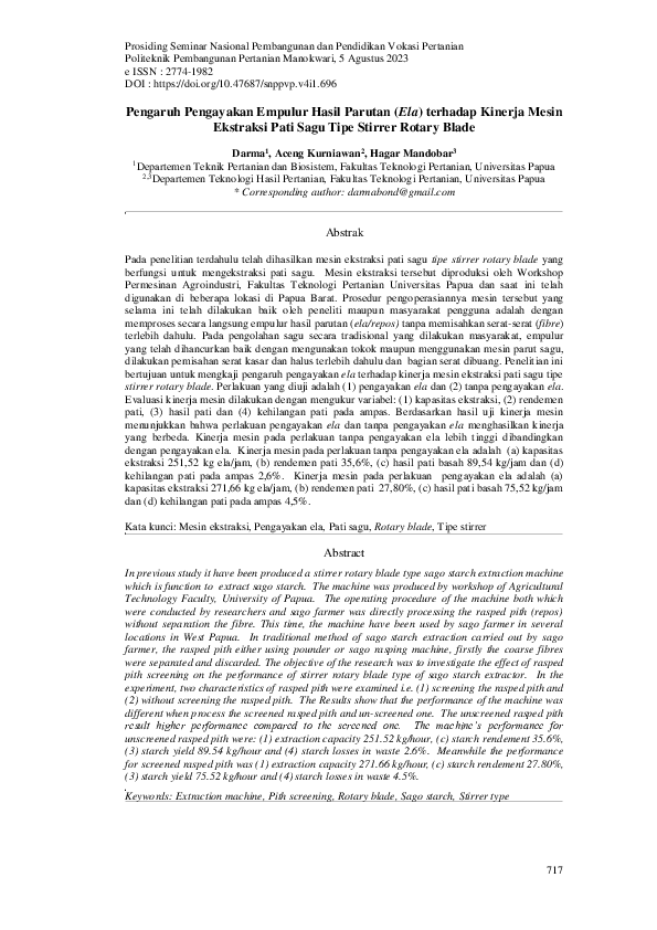 (PDF) Pengaruh Pengayakan Empulur Hasil Parutan (Ela) terhadap Kinerja ...