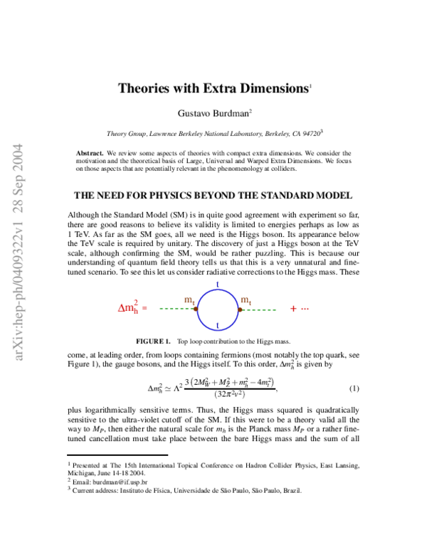 (PDF) Theories with Extra Dimensions