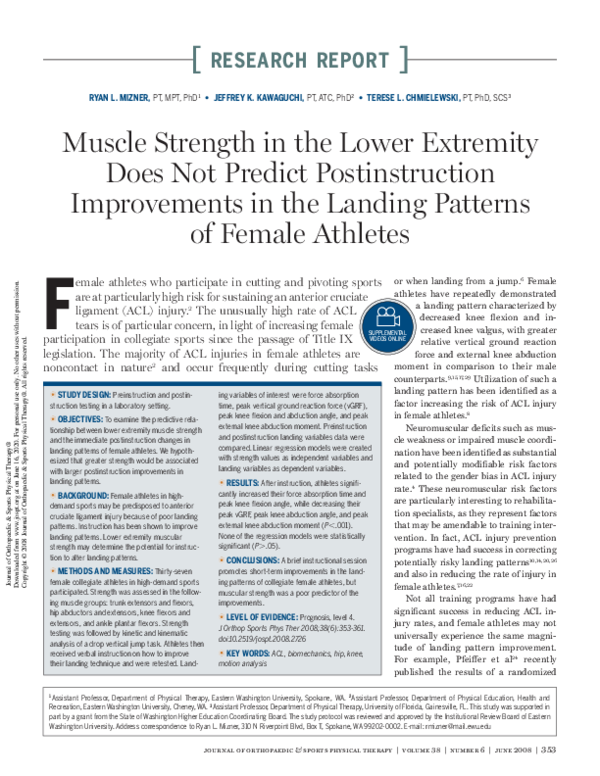 (PDF) Muscle Strength in the Lower Extremity Does Not Predict ...