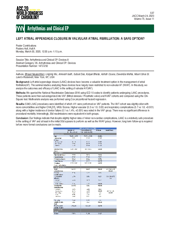 (PDF) Left Atrial Appendage Closure in Valvular Atrial Fibrillation: A ...