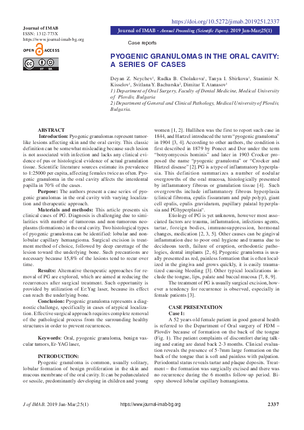 (PDF) Pyogenic Granulomas in the Oral Cavity: A Series of Cases