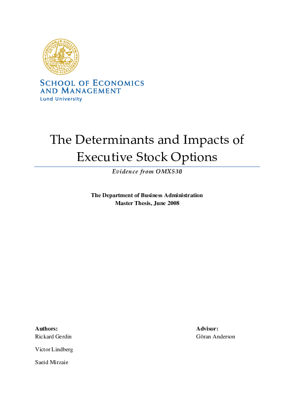 (PDF) The Determinants and Impacts of Executive Stock Options