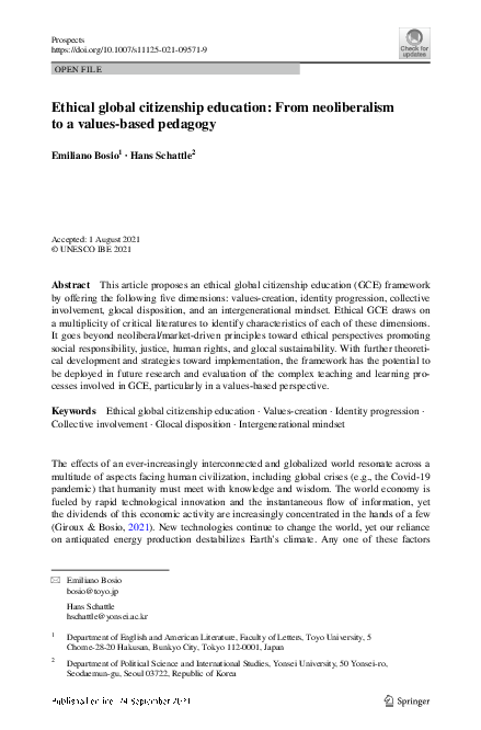 (PDF) Ethical global citizenship education: From neoliberalism to a ...