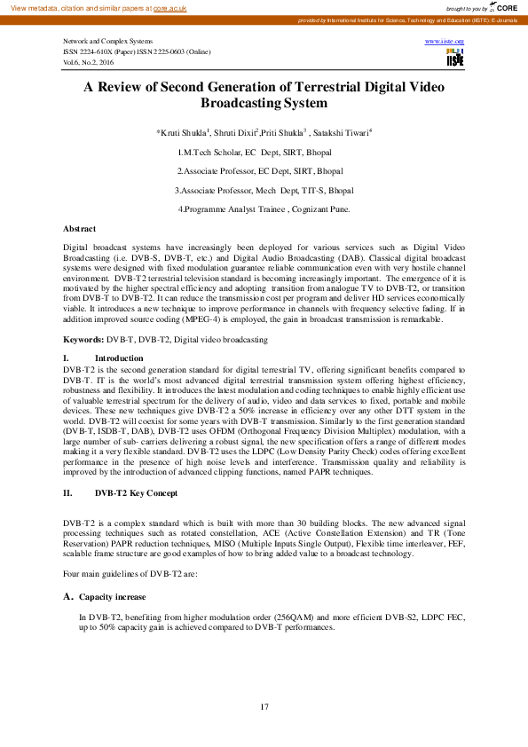 (PDF) A Review of Second Generation of Terrestrial Digital Video ...