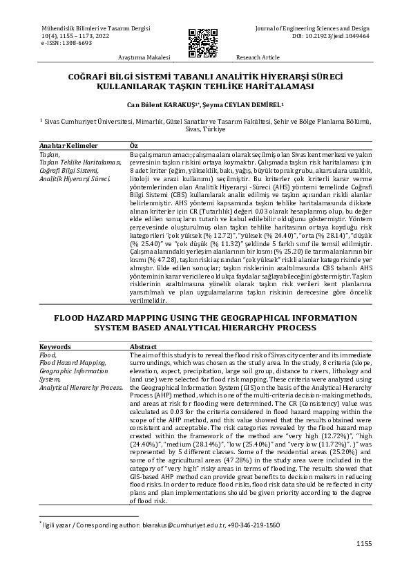 (PDF) Flood Hazard Mapping Using the Geographical Information System Based Analytical Hierarchy ...