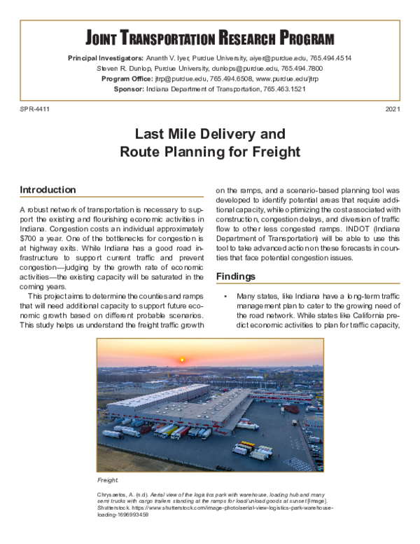 (PDF) Last Mile Delivery and Route Planning for Freight
