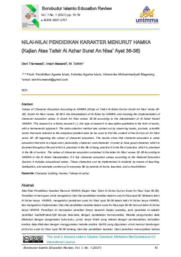 (PDF) Nilai-nilai Pendidikan Karakter Menurut HAMKA (Kajian Atas Tafsir Al Azhar Surat An Nisa ...