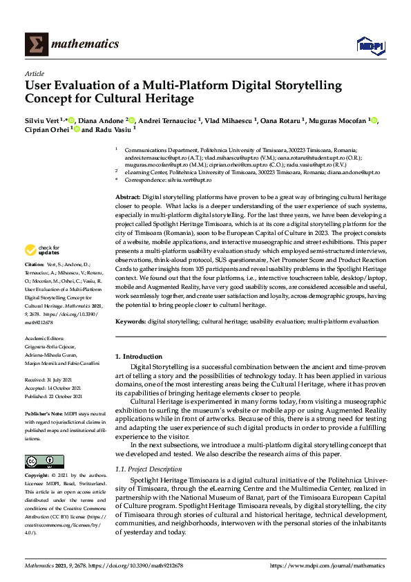 (PDF) User Evaluation of a Multi-Platform Digital Storytelling Concept ...