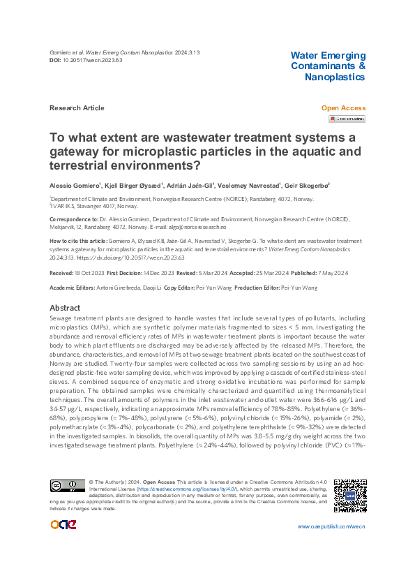 (PDF) To what extent are wastewater treatment systems a gateway for ...