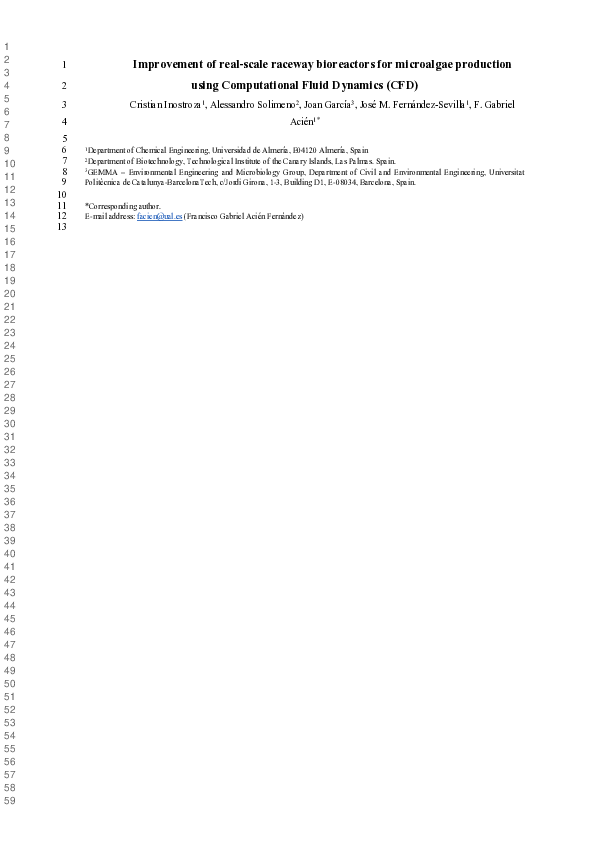 (PDF) Improvement of real-scale raceway bioreactors for microalgae production using ...