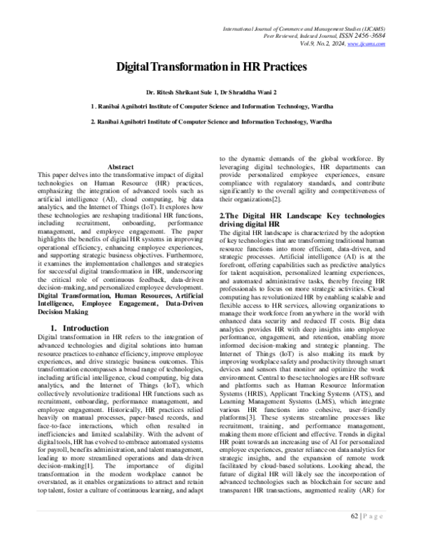 (PDF) Digital Transformation in HR Practices