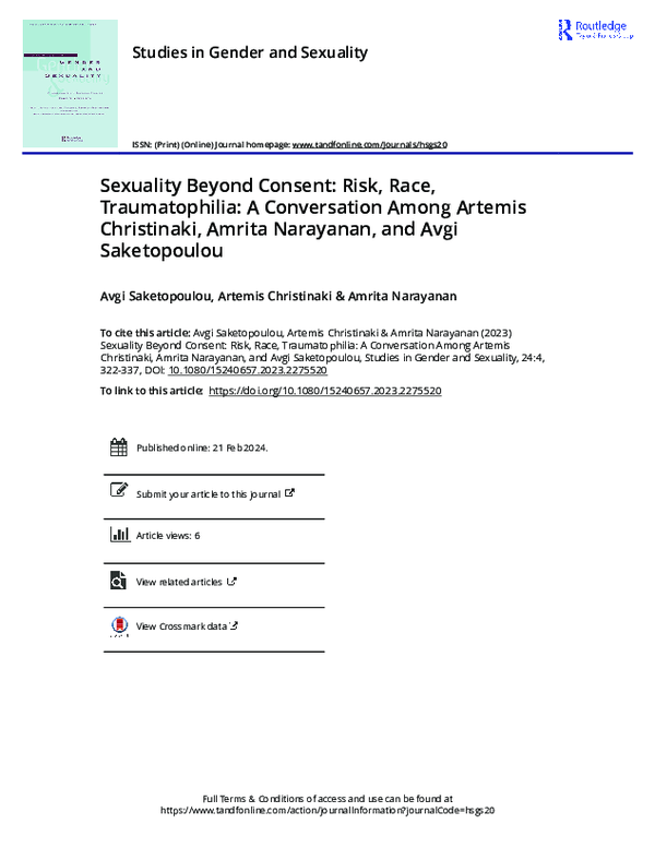 (PDF) Sexuality Beyond Consent: Risk, Race, Traumatophilia: A ...