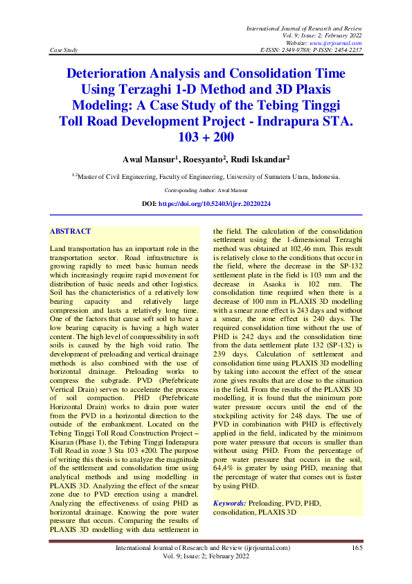 (PDF) Deterioration Analysis and Consolidation Time Using Terzaghi 1-D ...