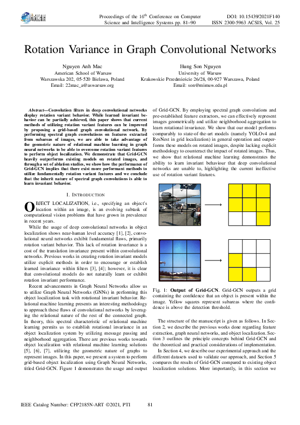 (PDF) Rotation Invariance in Graph Convolutional Networks