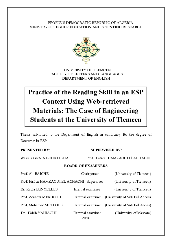 (PDF) Practice of the Reading Skill in an ESP Context Using Web-retrieved Materials: The Case of ...