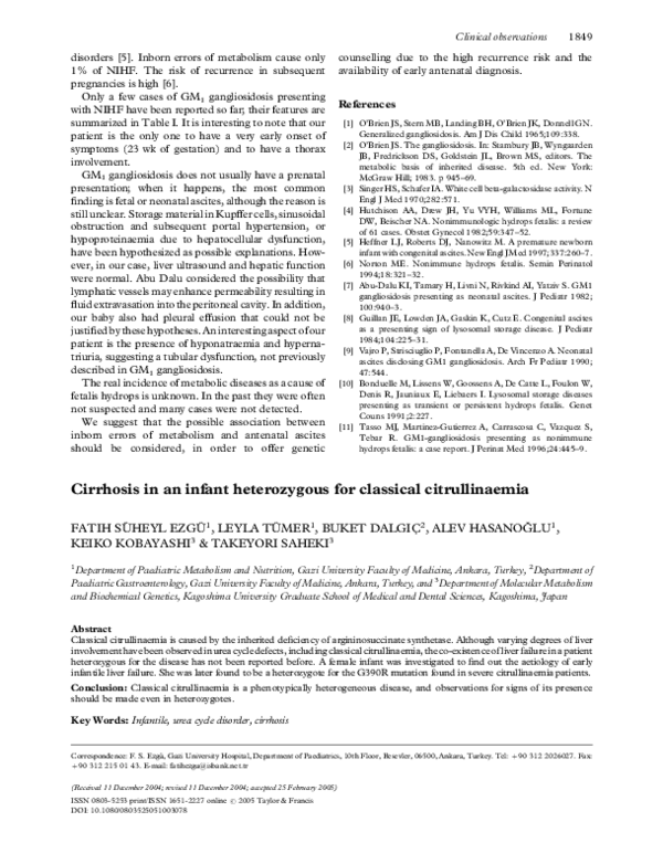 (PDF) Cirrhosis in an infant heterozygous for classical citrullinaemia ...