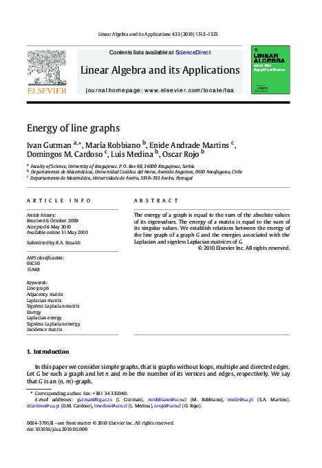(PDF) Energy of line graphs