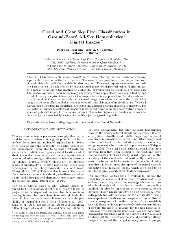 (PDF) Cloud and Clear Sky Pixel Classification in Ground-Based All-Sky Hemispherical Digital ...