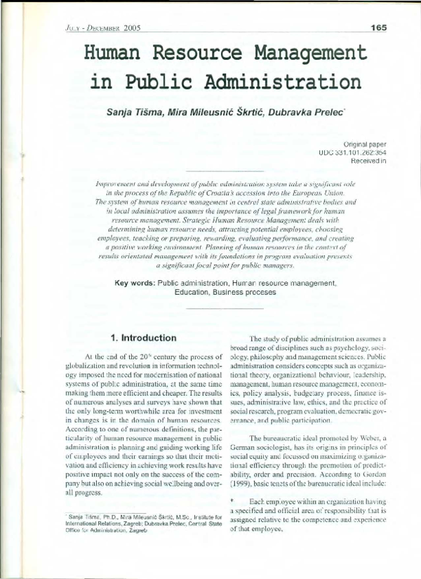 (PDF) Human resources Management in Public Administration