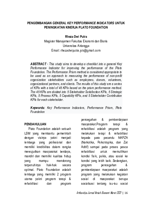(PDF) Pengembangan General Key Performance Indicators Untuk Peningkatan ...