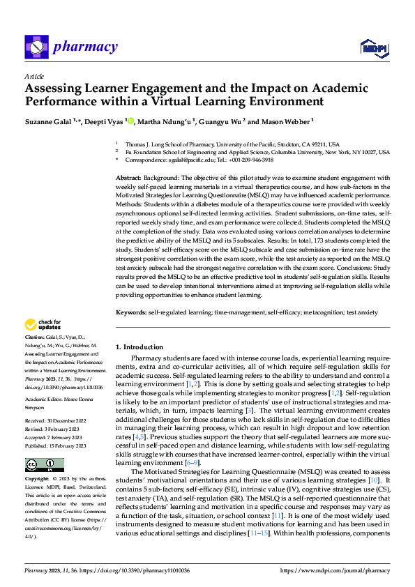 (PDF) Assessing Learner Engagement and the Impact on Academic Performance within a Virtual ...