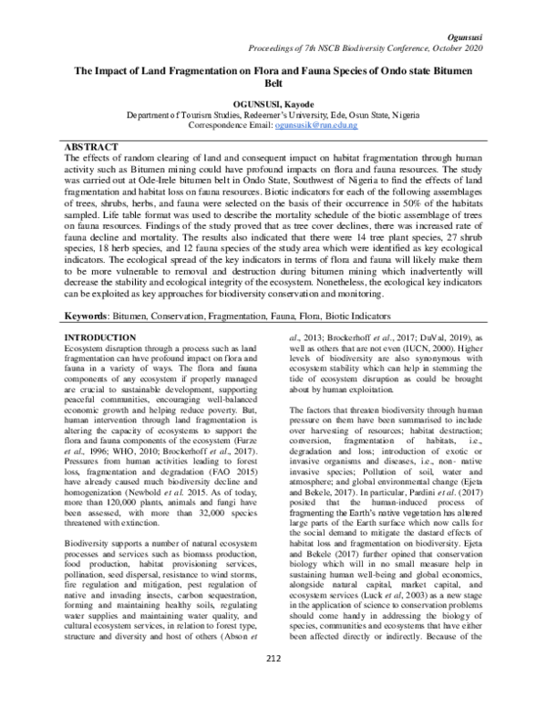 (PDF) The Impact of Land Fragmentation on Flora and Fauna Species of ...