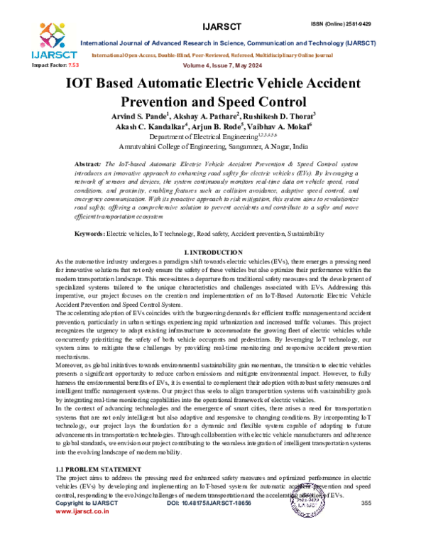 (PDF) IOT Based Automatic Electric Vehicle Accident Prevention and ...