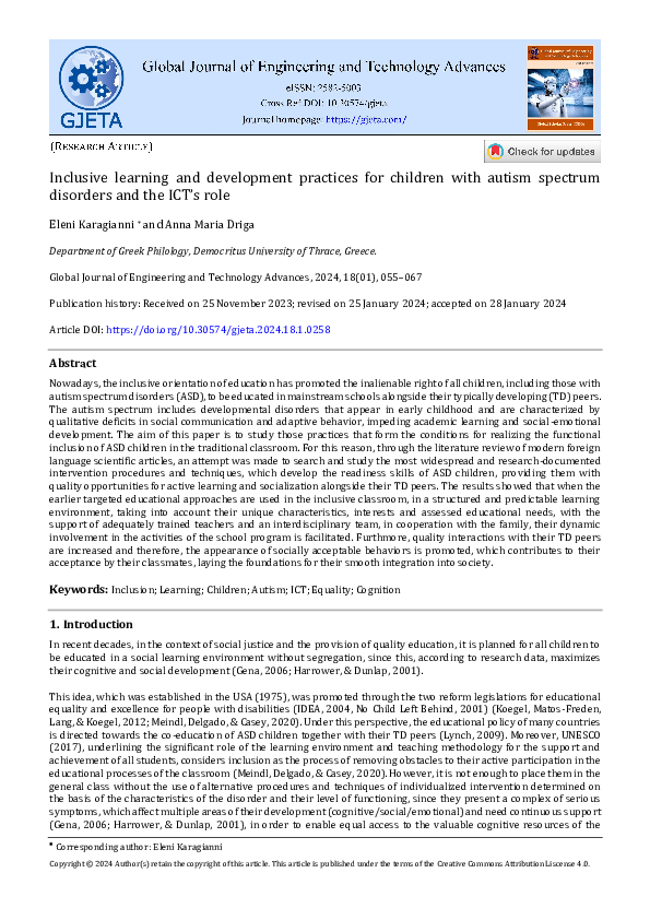(PDF) Inclusive learning and development practices for children with ...