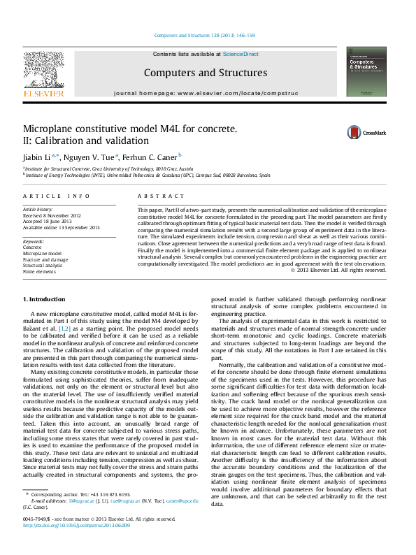 (PDF) Microplane constitutive model M4L for concrete. I: Theory