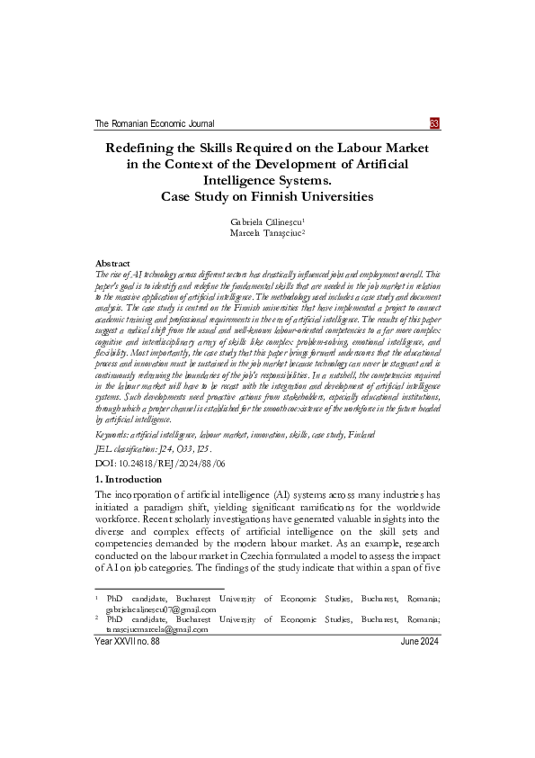 (PDF) Redefining the Skills Required on the Labour Market in the Context of the Development of ...