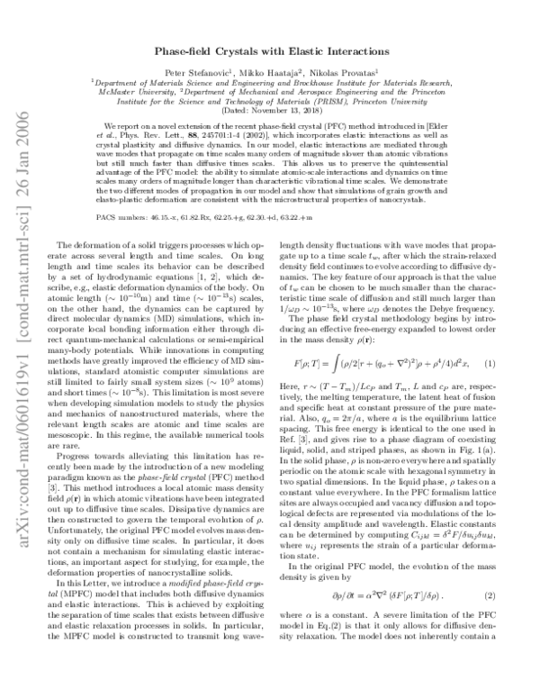 (PDF) Phase-Field Crystals with Elastic Interactions
