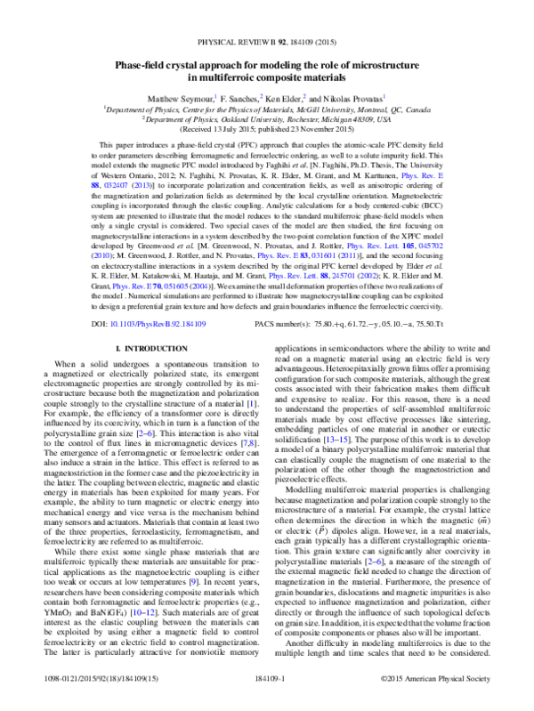(PDF) Phase-field crystal approach for modeling the role of microstructure in multiferroic ...