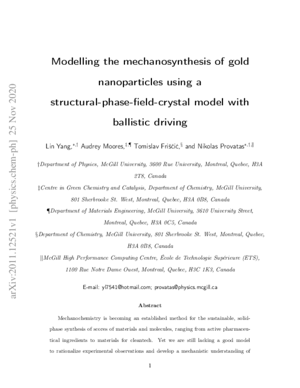 (PDF) Modelling the mechanosynthesis of gold nanoparticles using a ...