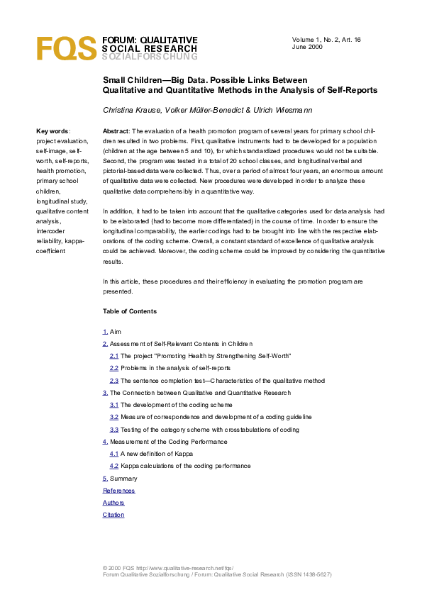 (PDF) Small Children—Big Data. Possible Links Between Qualitative and ...