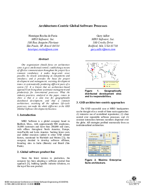 (PDF) Architecture-Centric Global Software Processes