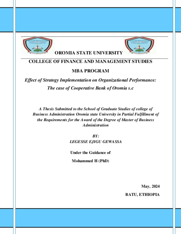 (PDF) Effect of Strategy Implementation on Organizational Performance ...