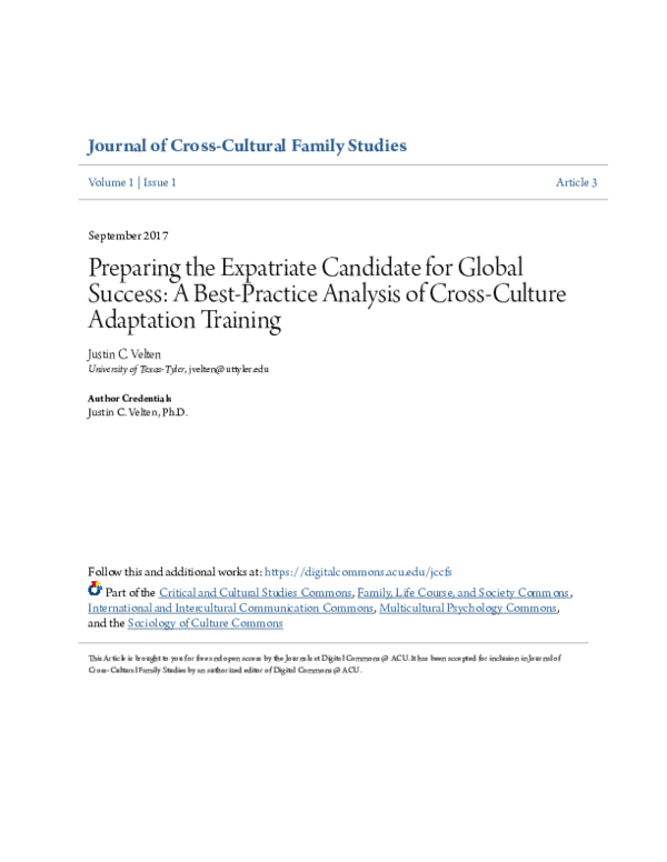 (PDF) Preparing the Expatriate Candidate for Global Success: A Best ...