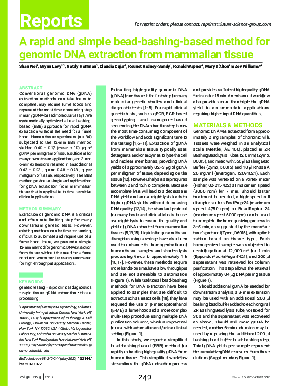 (PDF) A rapid and simple bead-bashing-based method for genomic DNA ...