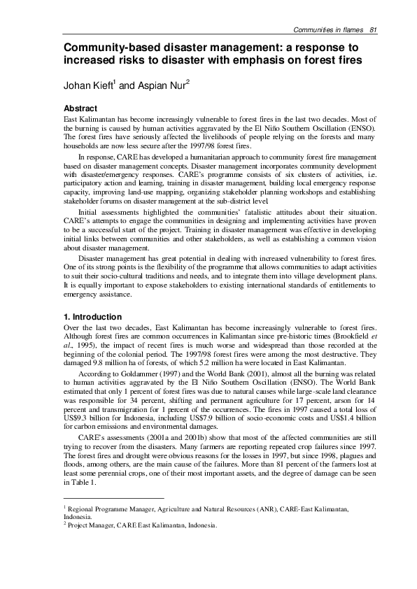 (PDF) Community-based disaster management: a response to increased ...