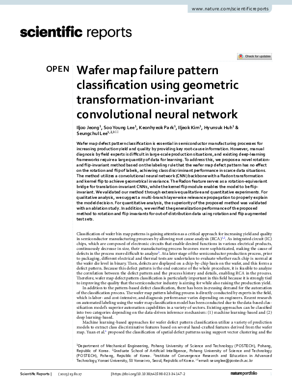 (PDF) Wafer map failure pattern classification using geometric transformation-invariant ...