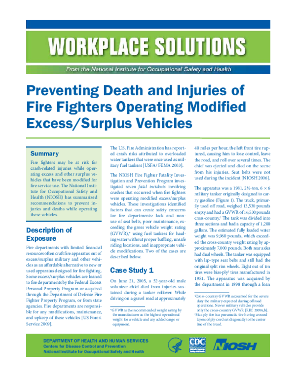 (PDF) Preventing death and injuries of fire fighters operating modified ...