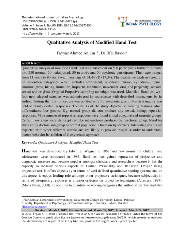 (PDF) Qualitative Analysis of Modified Hand Test | Iffat Batool ...