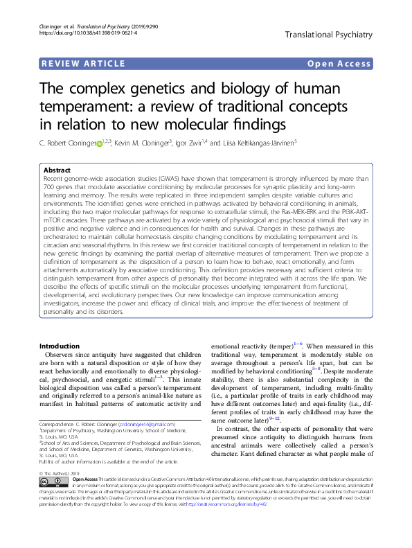 (PDF) The complex genetics and biology of human temperament: a review ...
