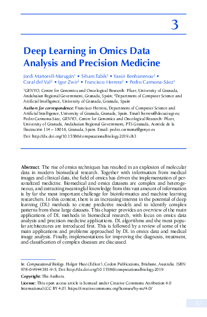 (PDF) Deep Learning in Omics Data Analysis and Precision Medicine