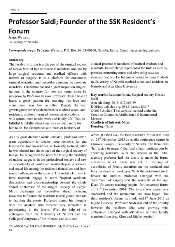 (PDF) Professor Saidi; founder of the SSK resident’s forum